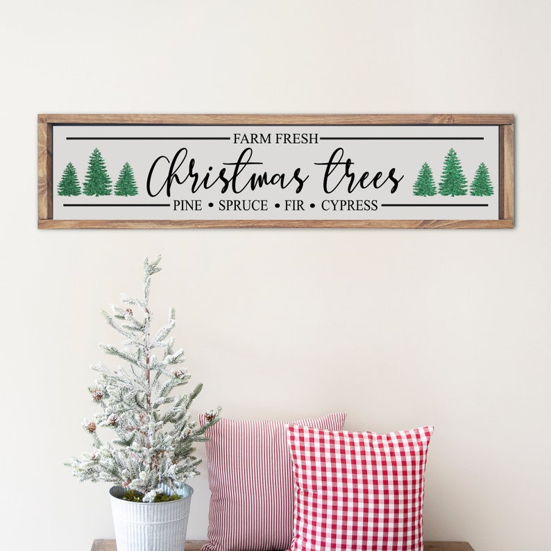 Farm Fresh Christmas Trees Sign, Christmas Tree Farm Sign, Modern ...