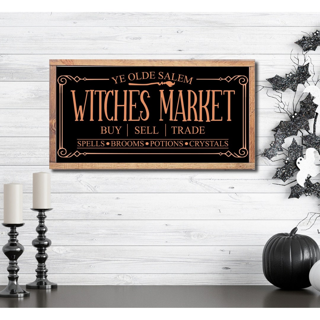 Witches Market Sign, Halloween Salem Witch Sign, Halloween Wood Decor ...