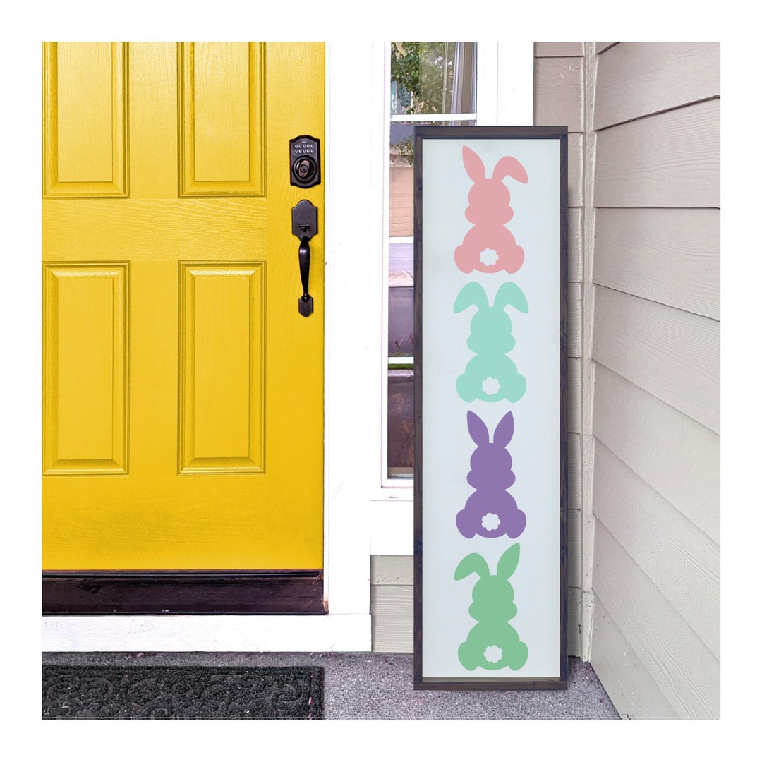 Easter Bunny Welcome Porch Leaner Sign, Easter Front Porch Decor ...