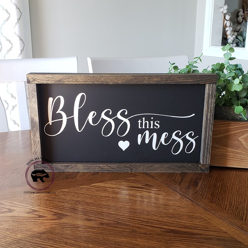 Bless This Mess Sign, Blessed Home Sign, Kitchen Sign, Farmhouse Sign ...