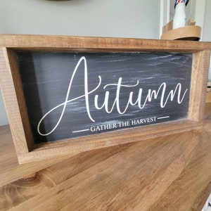 Autumn Gather the Harvest Sign, Fall Sign, Rustic Fall Wood Sign ...