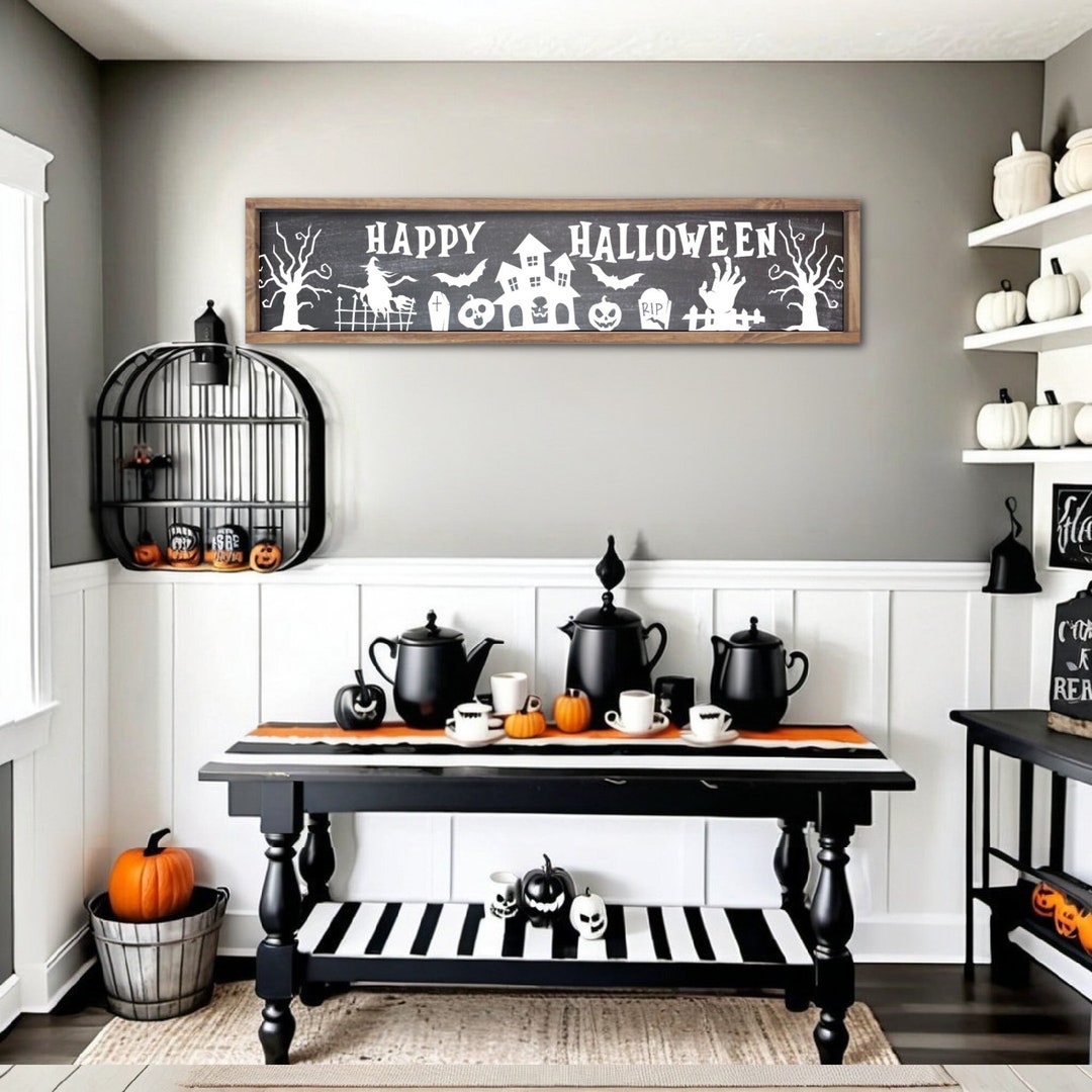 Happy Halloween Sign, Halloween Spooky Sign, Halloween Wood Decor ...