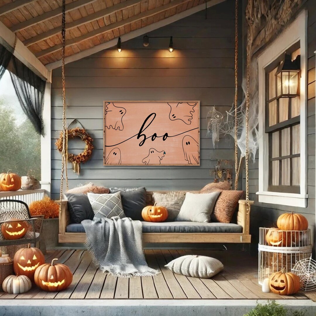 Boo Halloween Sign, Halloween Ghost Decor, Spooky Halloween Wood Decor ...