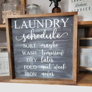 Laundry Schedule Sign, Funny Laundry Room Sign, Modern Farmhouse ...