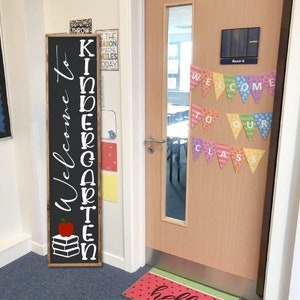 Welcome to Kindergarten Wood Sign, Classroom Welcome Sign, Classroom ...