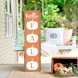 Hello Fall Pumpkin porch Welcome Sign, Fall Wood Porch Leaner Sign ...