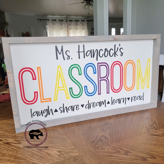 Personalized Classroom Wood Sign Custom Teacher Sign Teacher - Etsy
