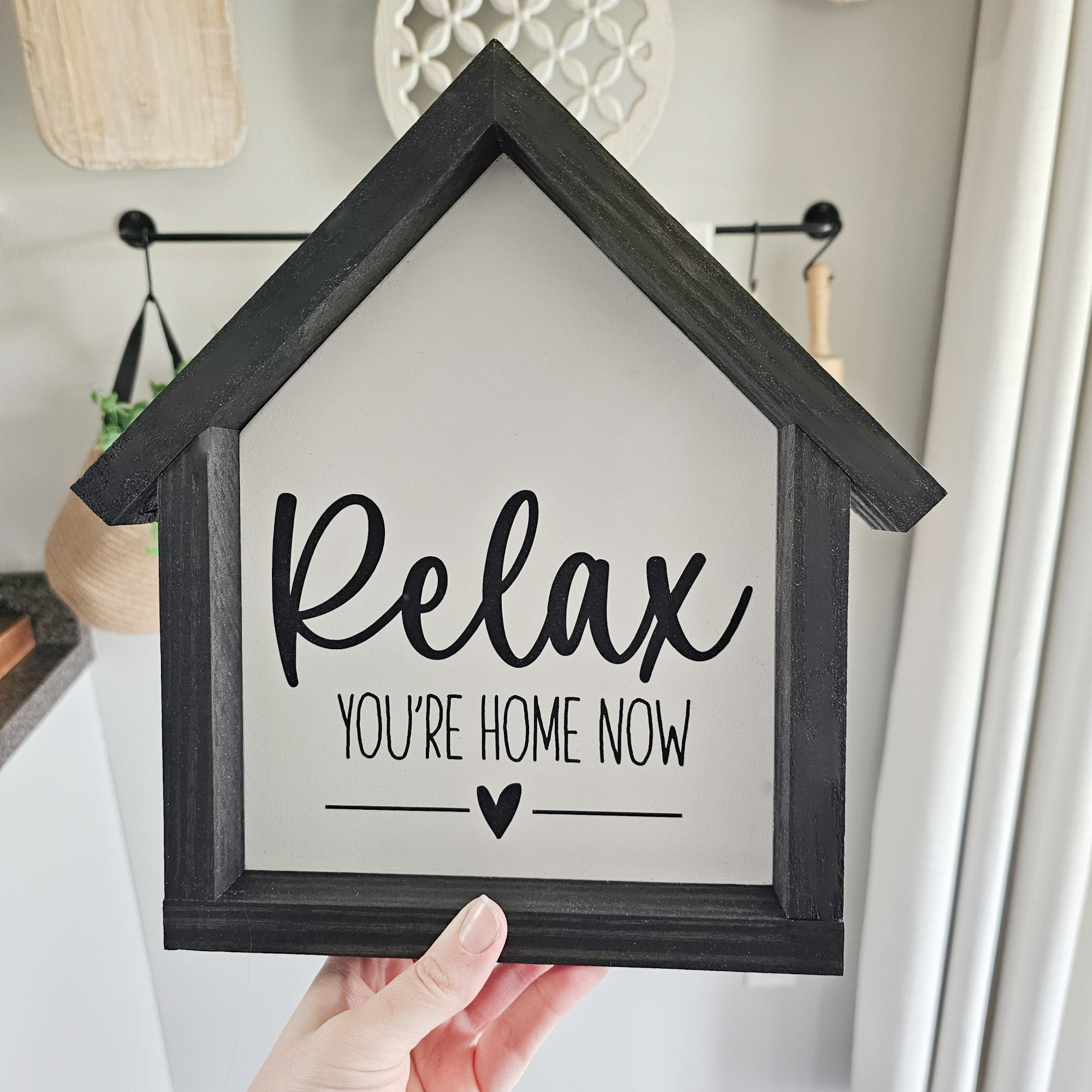 Relax You're Home Now Sign, House Shaped Sign, Entryway Decor ...
