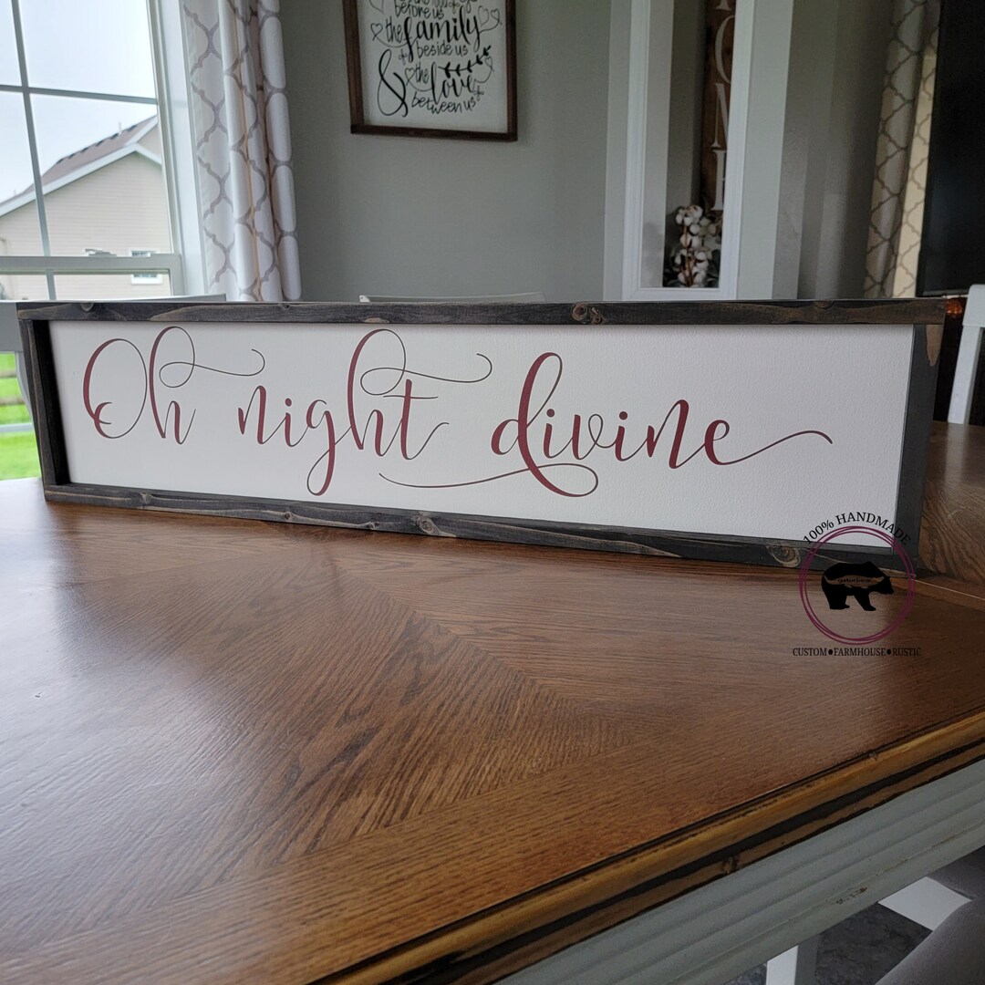 Oh Night Divine Sign Farmhouse Wood Christmas Sign Country - Etsy
