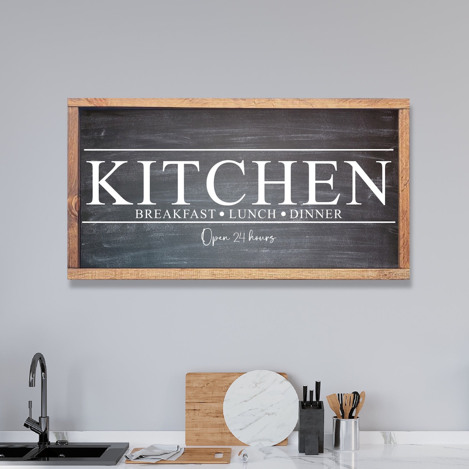Kitchen Sign, Modern Farmhouse Kitchen Sign, Wood Kitchen Sign ...