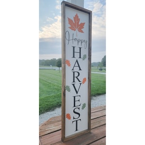 Happy Harvest Fall porch Welcome Sign, Fall Wood Porch Leaner Sign ...
