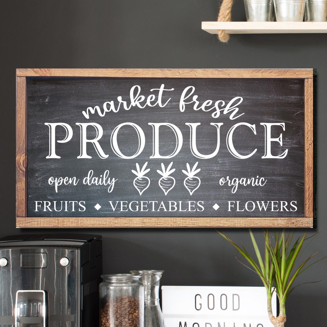 Market Fresh Produce Sign, Kitchen Sign, Farmhouse Kitchen Sign, Wood ...