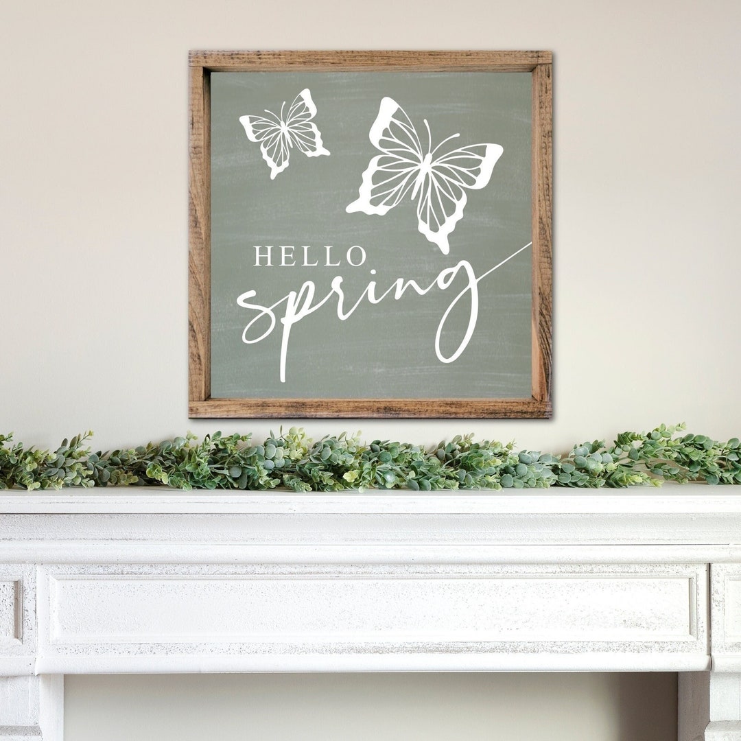 Hello Spring Wood Sign, Modern Farmhouse Spring Decor, Entryway Spring ...