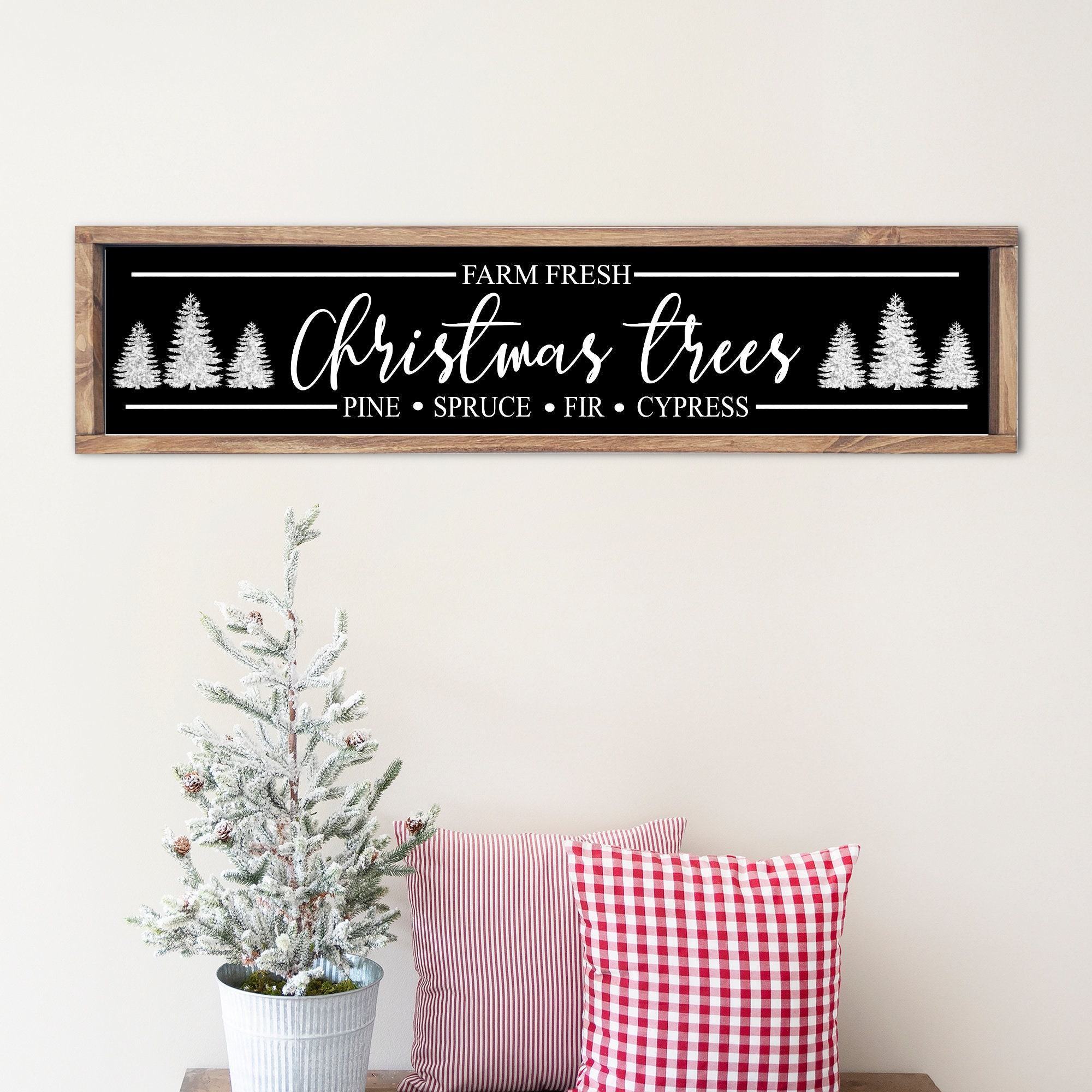 Farm Fresh Christmas Trees Sign, Christmas Tree Farm Sign, Modern ...