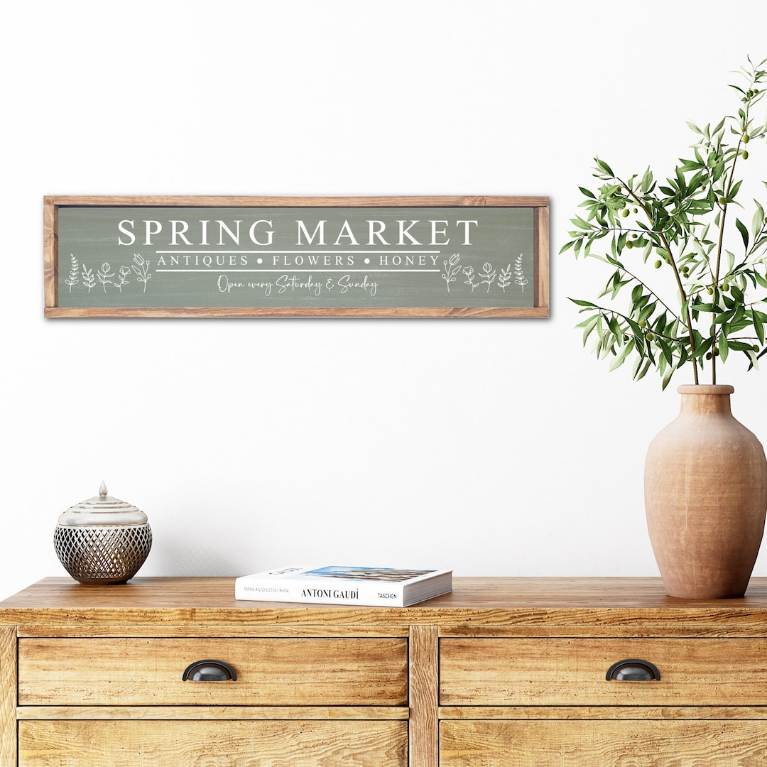 Spring Market Sign, Farmhouse Flower Market Spring Sign, Spring Farmers ...