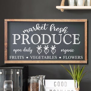 Market Fresh Produce Sign, Kitchen Sign, Farmhouse Kitchen Sign, Wood ...