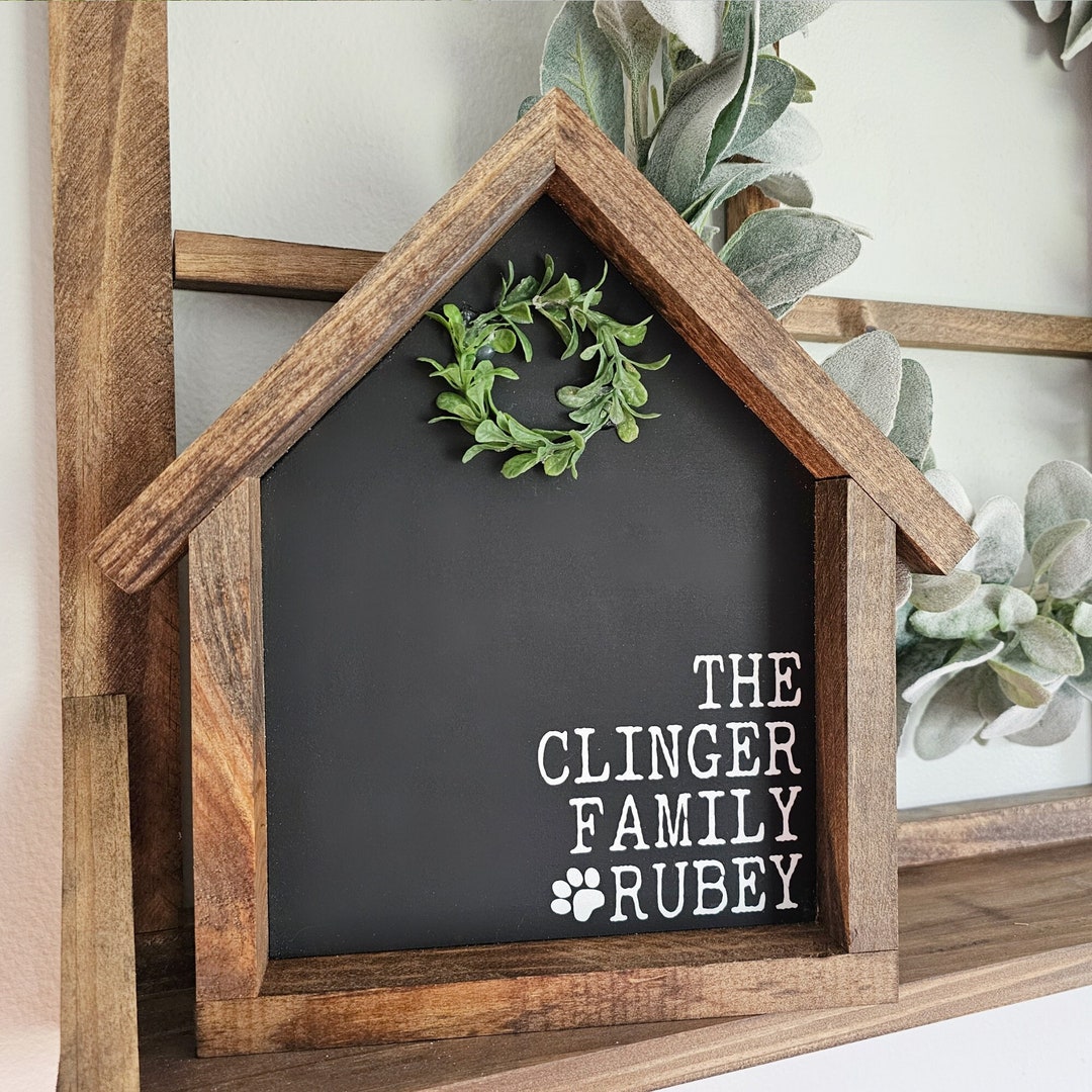 Family Name Sign, Family Last Name Sign, House Shaped Sign, Shelf ...