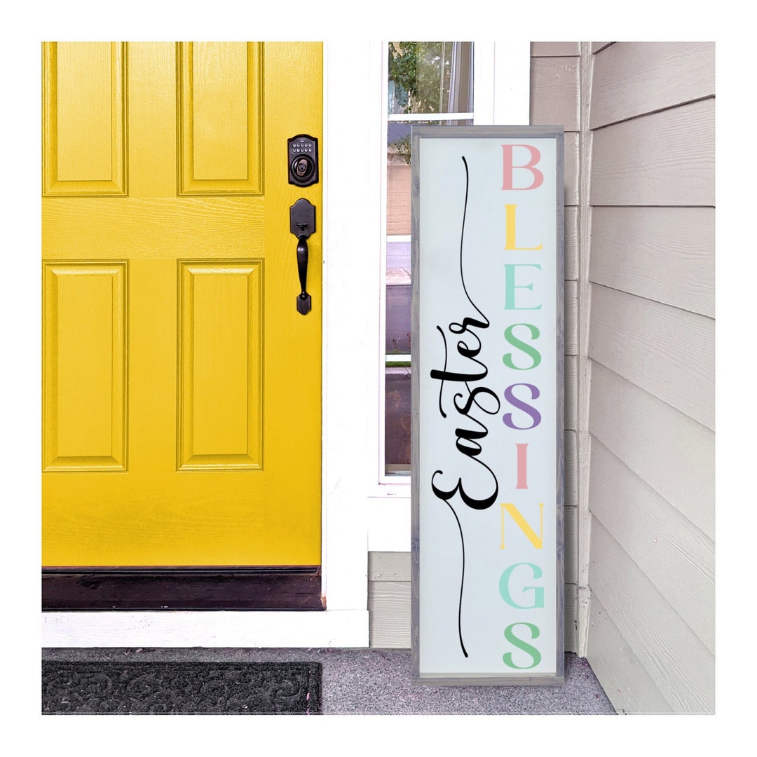 Easter Blessings Porch Leaner Sign, Easter Front Porch Decor, Easter ...