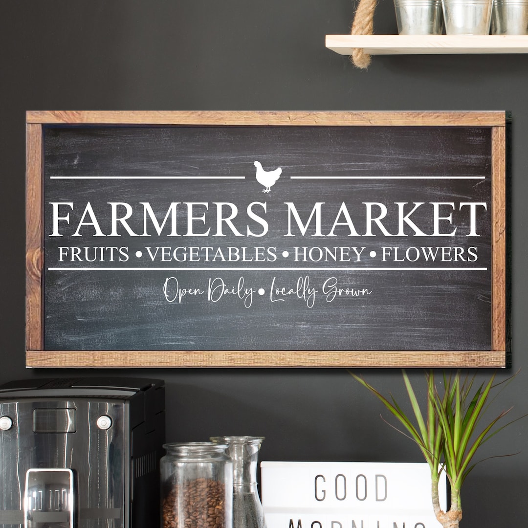Farmers Market Sign, Modern Farmhouse Kitchen Decor, Wood Sign for ...