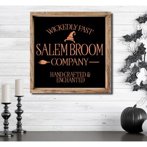 Salem Broom Company Sign, Halloween Witch Sign, Halloween Wood Sign ...