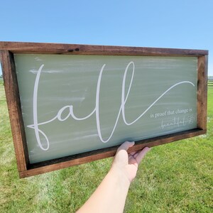 Fall is Proof That Change is Beautiful Sign, Rustic Fall Wood Sign ...
