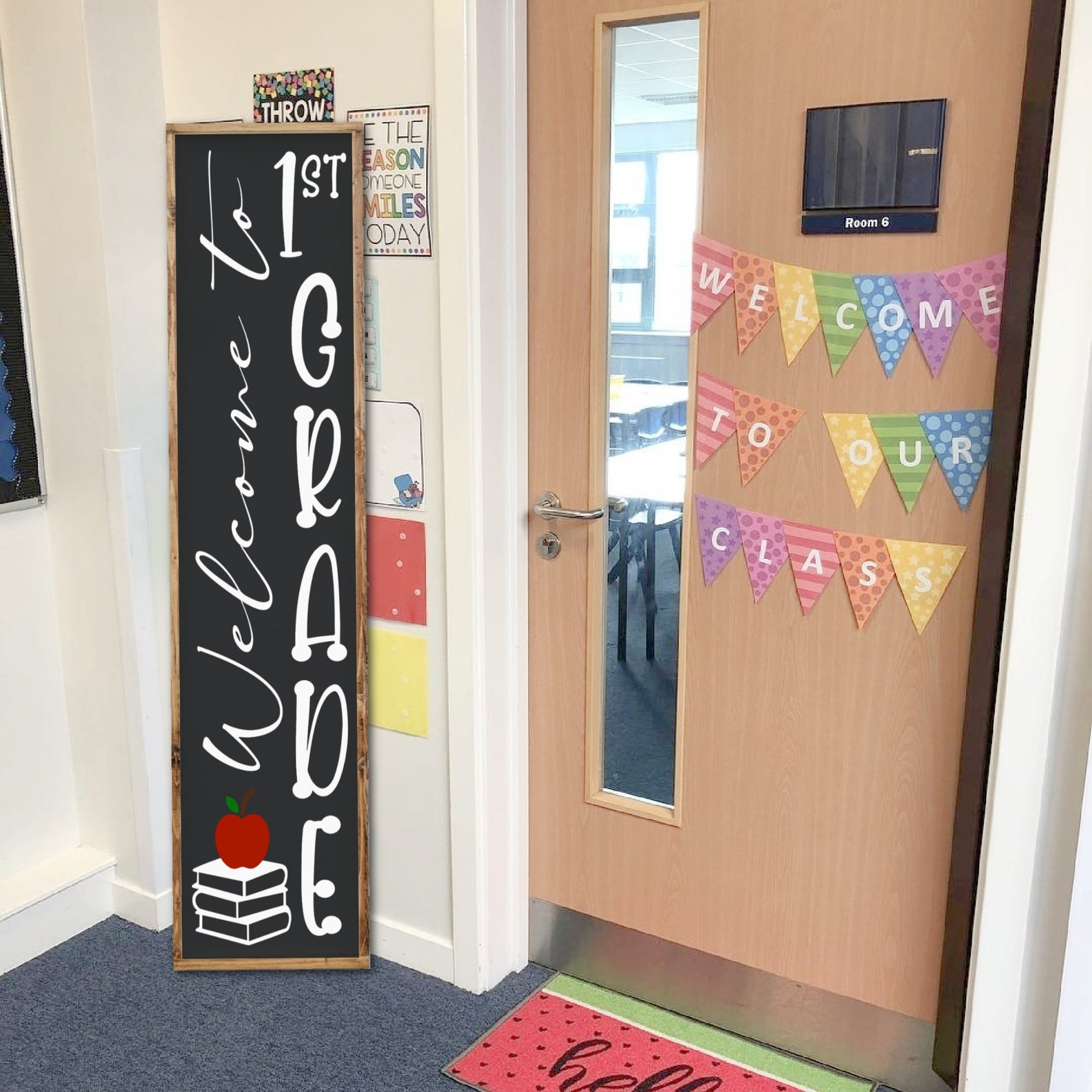 Welcome to First Grade Wood Sign, Classroom Welcome Sign, Classroom ...