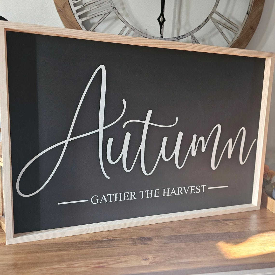Autumn Gather the Harvest Sign, Fall Sign, Rustic Fall Wood Sign ...