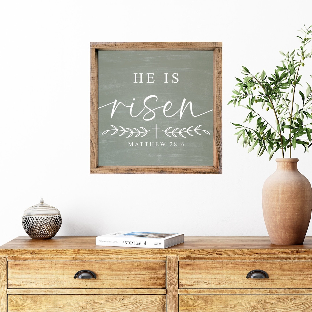 He is Risen Sign, Resurrection Sign, Farmhouse Easter Sign, Farmhouse ...