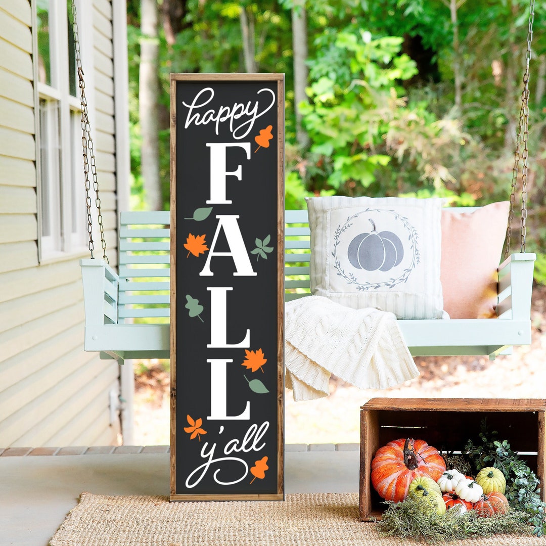Happy Fall Yall Fall Porch Sign, Fall Wood Porch Leaner Sign, Farmhouse ...