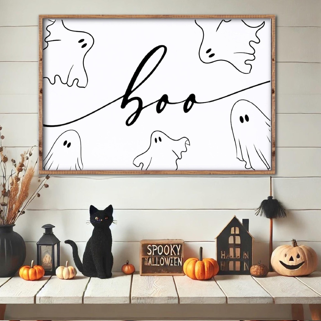 Boo Halloween Sign, Halloween Ghost Decor, Spooky Halloween Wood Decor ...