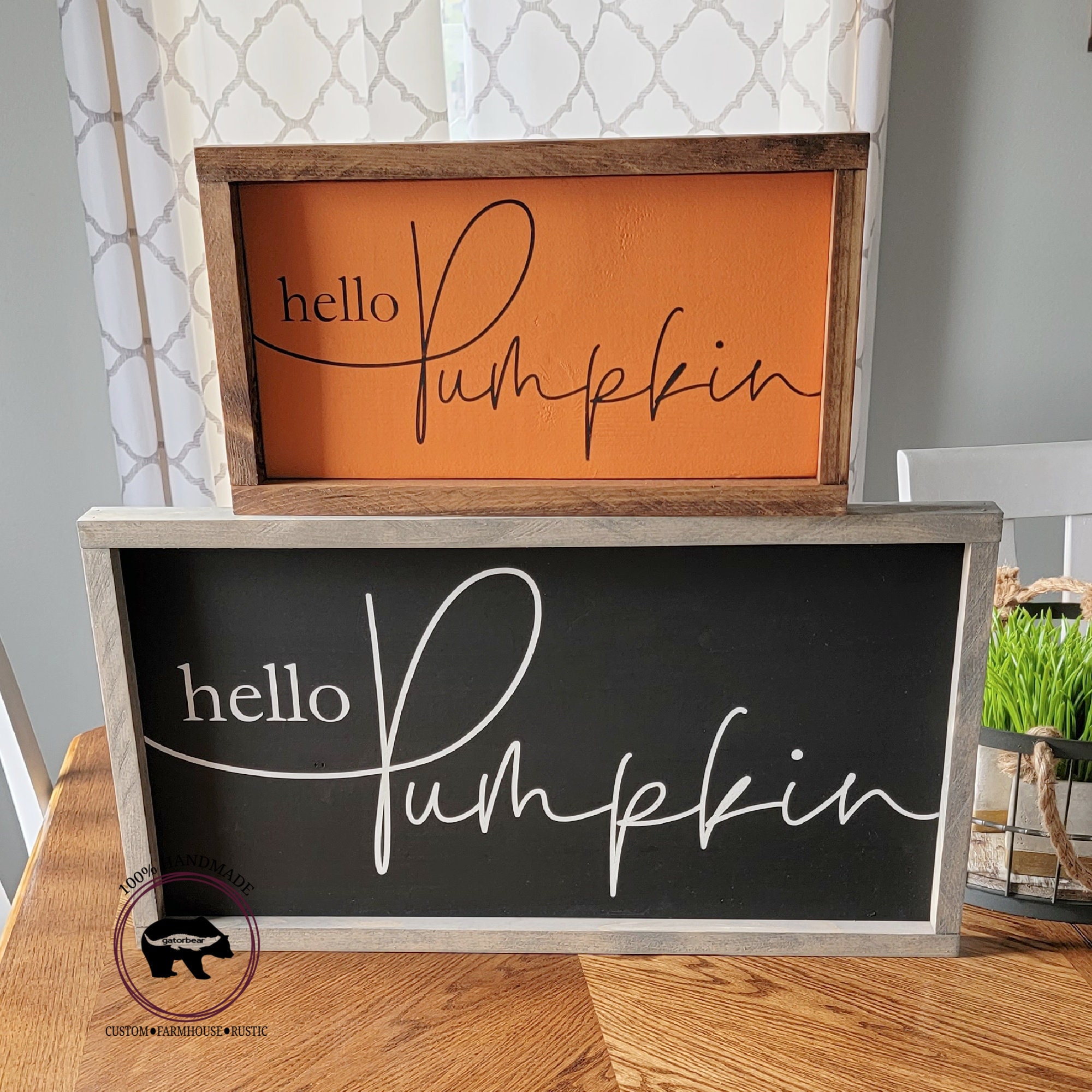 Pumpkin Sign Farmhouse Sign Hello Sign Hello Pumpkin Fall Sign Hello ...