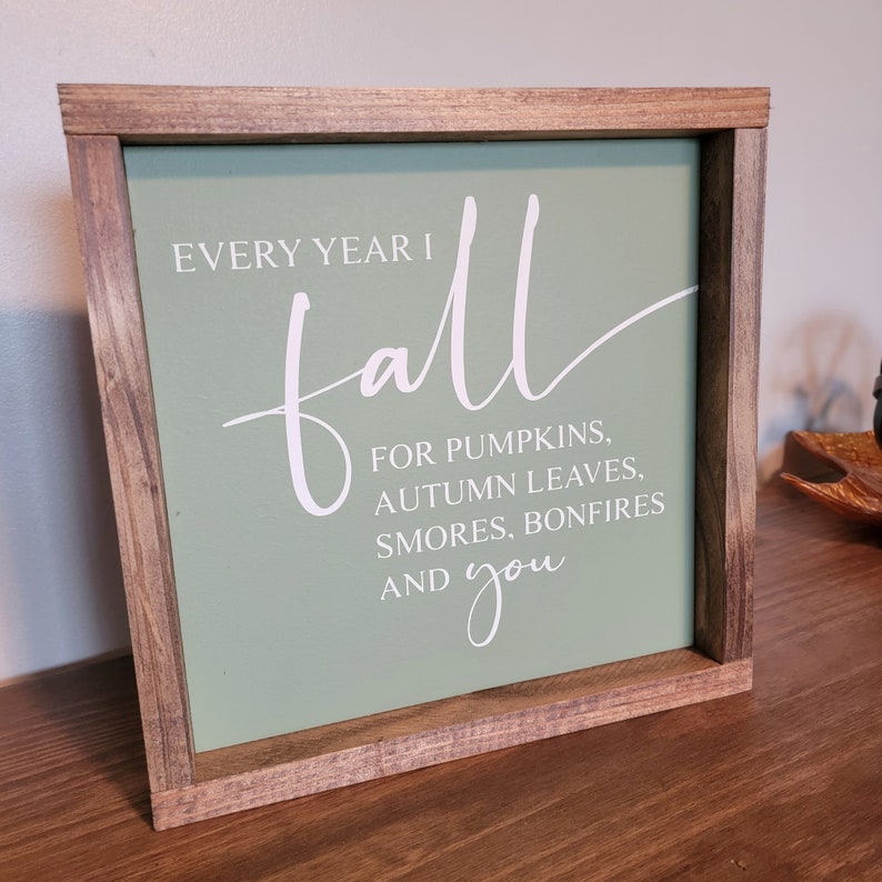 Every Year I Fall for Pumpkins Autumn Leaves Sign, Rustic Fall Wood ...