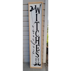 Welcome Witches Halloween Porch Leaner Sign, Halloween Front Door Decor ...