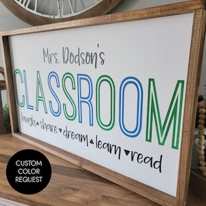 Personalized Classroom Wood Sign, Custom Teacher Sign, Teacher Name ...