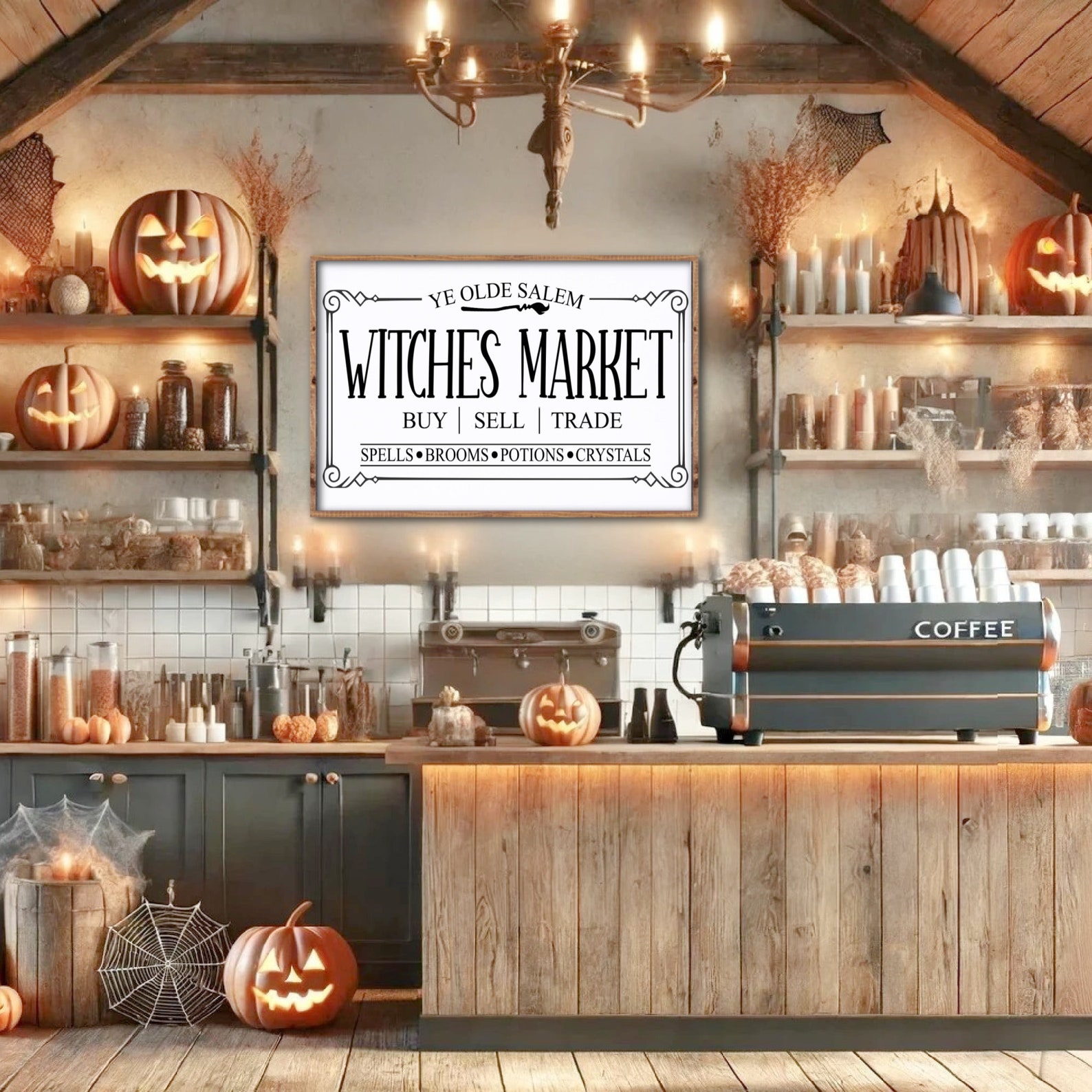 Witches Market Sign, Halloween Salem Witch Sign, Halloween Wood Decor ...
