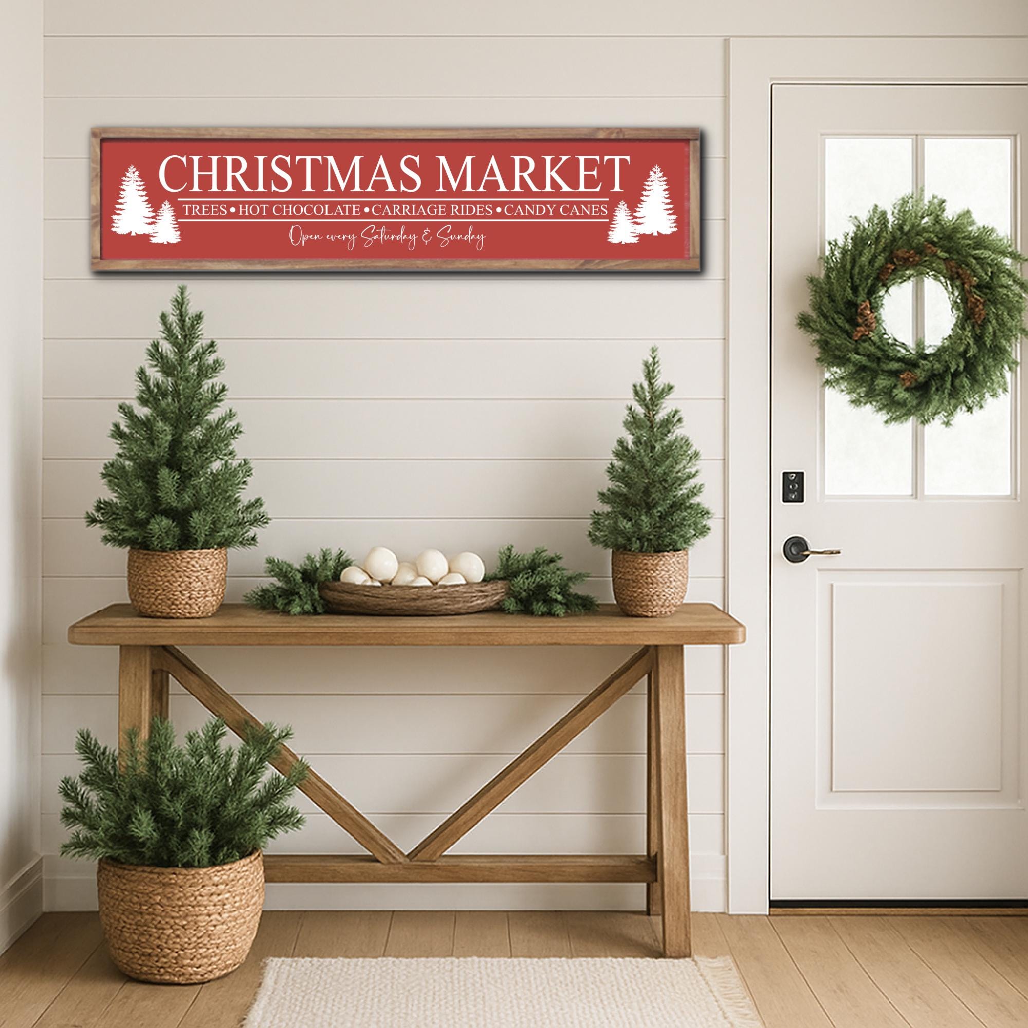 Christmas Market Sign, Christmas Tree Farm Sign, Farmhouse Rustic Wood ...