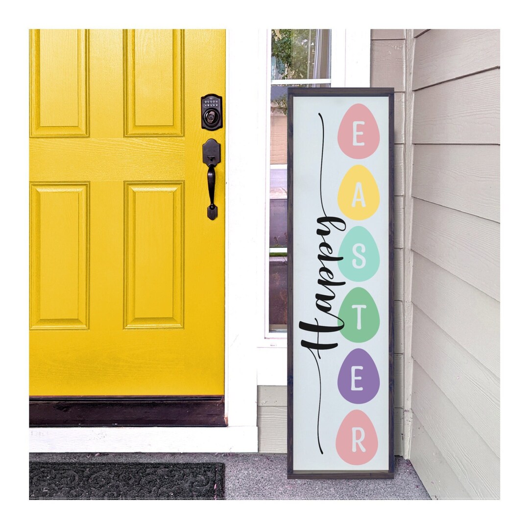 Happy Easter Welcome Porch Leaner Sign, Easter Front Porch Decor ...