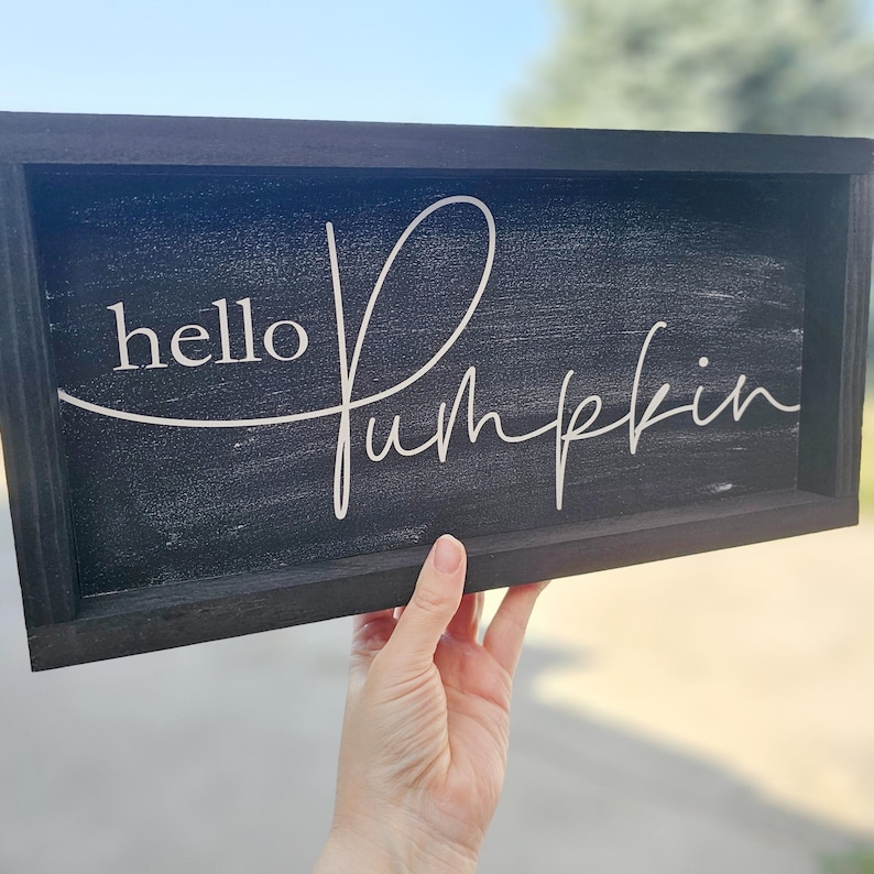 Hello Pumpkin Sign, Pumpkin Wood Sign, Rustic Fall Sign, Farmhouse Fall ...