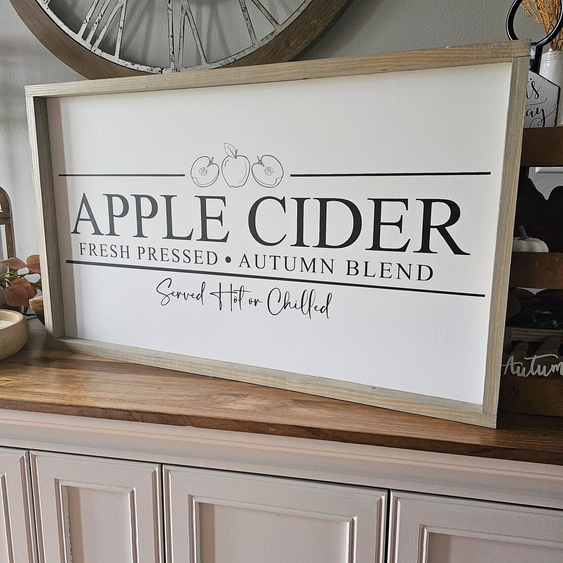 Apple Cider Sign, Modern Farmhouse Fall Coffee Bar Decor, Fall Entryway ...