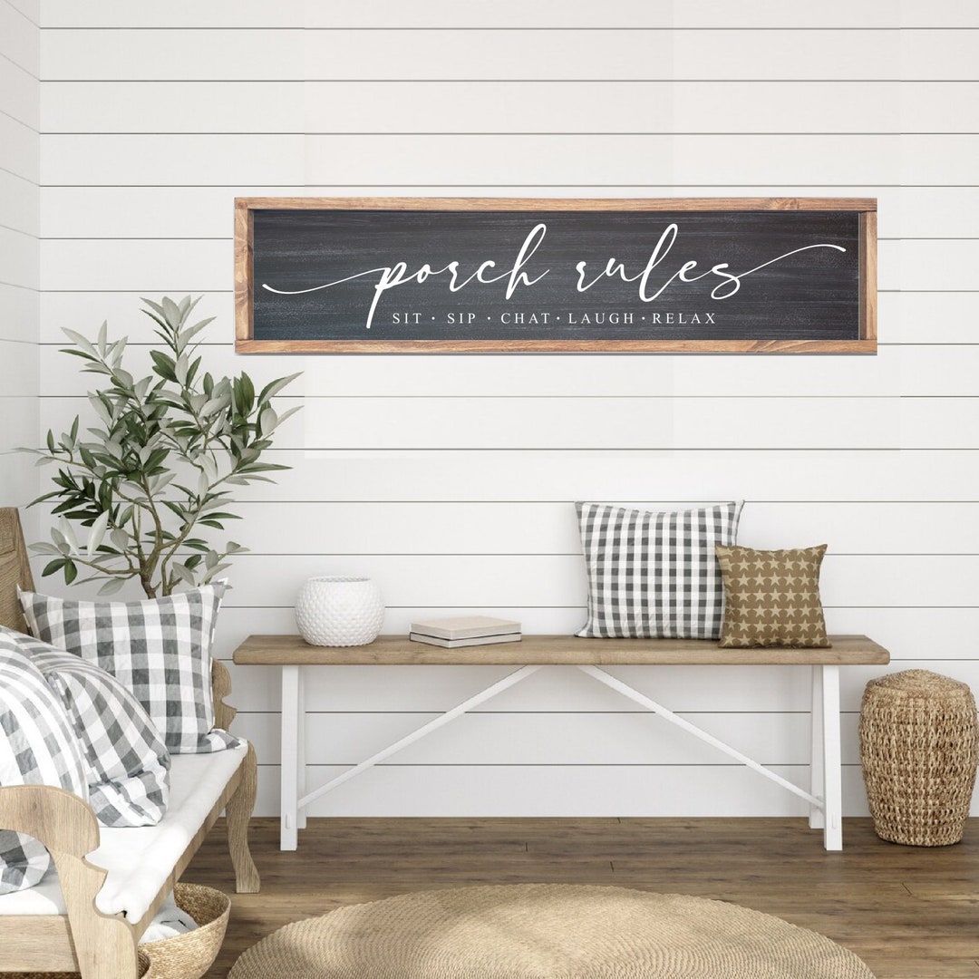 Porch Rules Sign, Welcome to Our Porch, Modern Farmhouse Spring Front ...