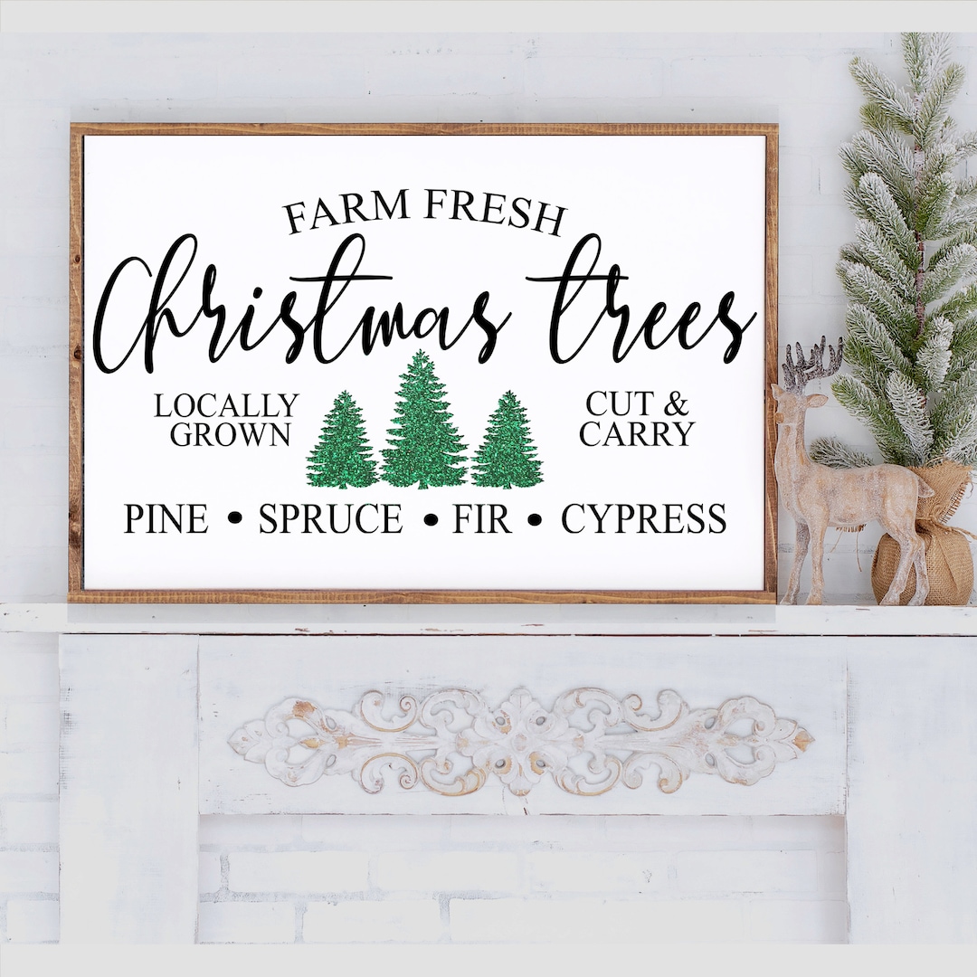 Farm Fresh Christmas Trees Sign, Christmas Tree Farm Sign, Farmhouse ...