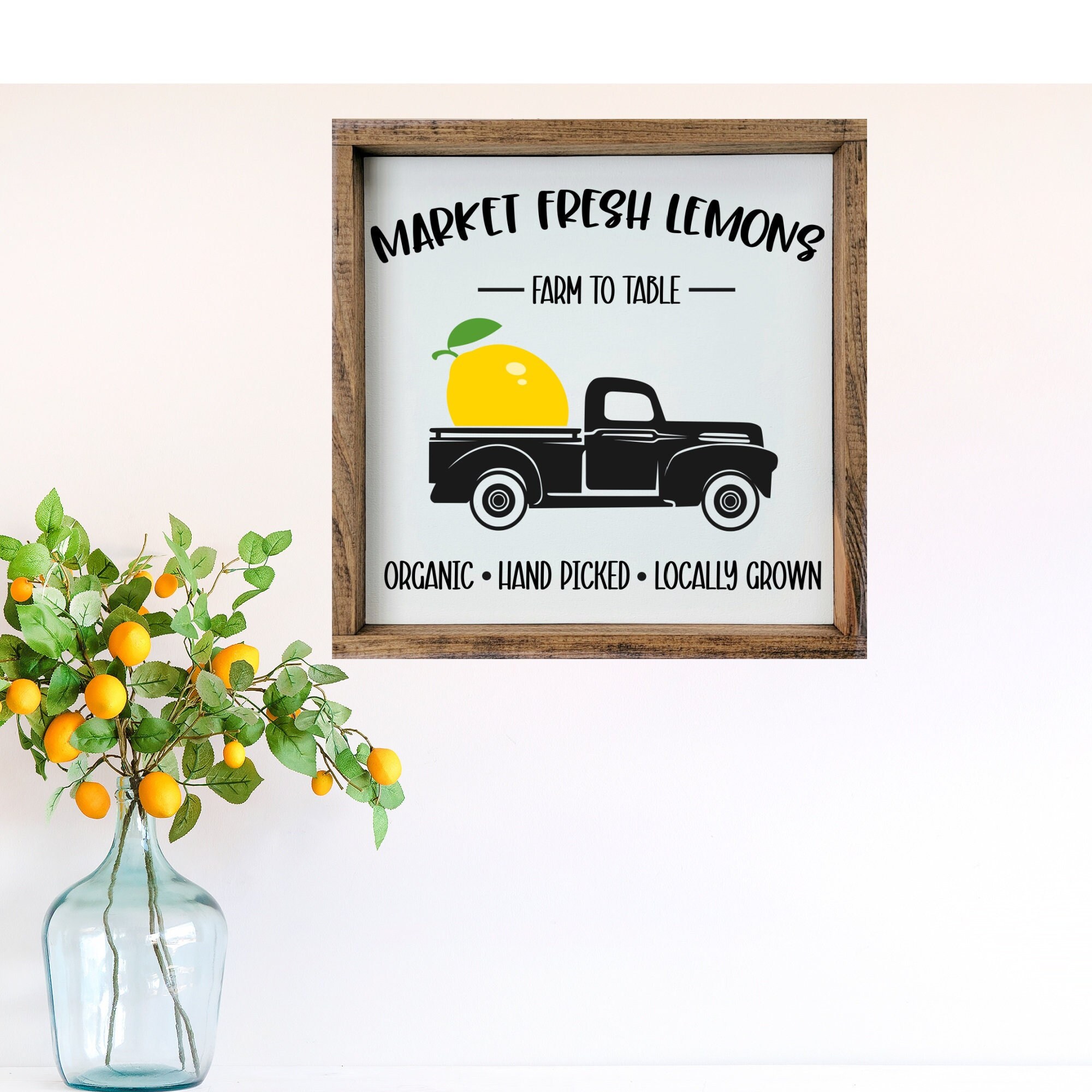 Market Fresh Lemons Sign, Lemon Market Sign, Farmhouse Truck Lemon Wood ...