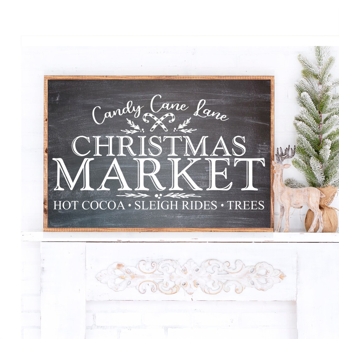 Christmas Market Sign, Candy Cane Lane Sign, Christmas Kitchen Decor ...