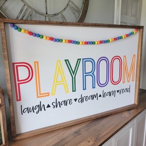 Playroom Sign, Playroom Beaded Garland Decor, Kids Playroom Wall Decor ...