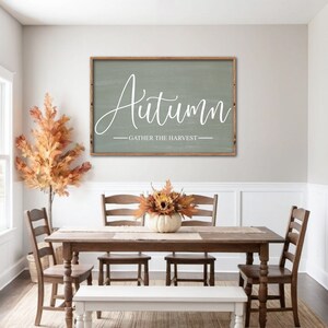 Autumn Gather the Harvest Sign, Fall Sign, Rustic Fall Wood Sign ...