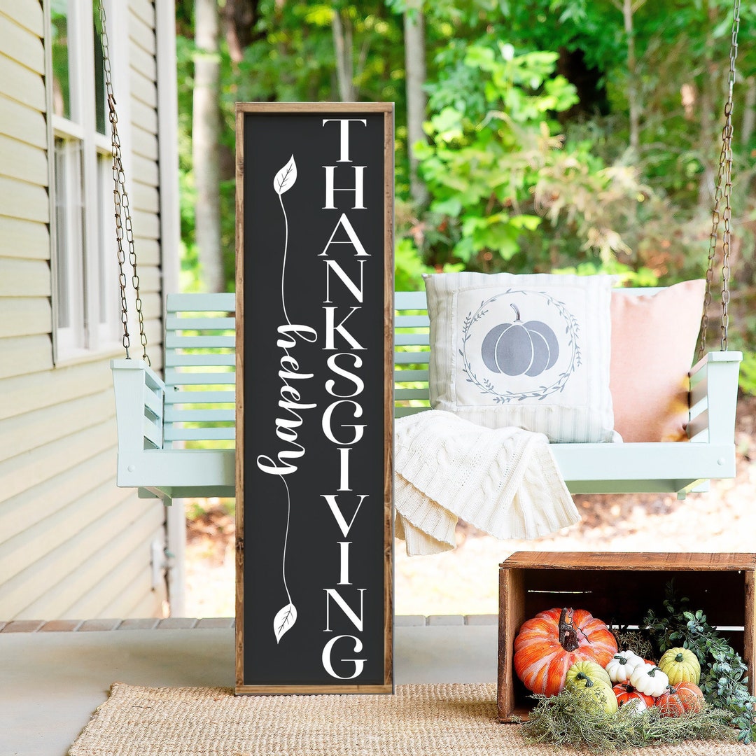 Happy Thanksgiving Welcome Sign, Fall Wood Porch Leaner Sign, Farmhouse ...