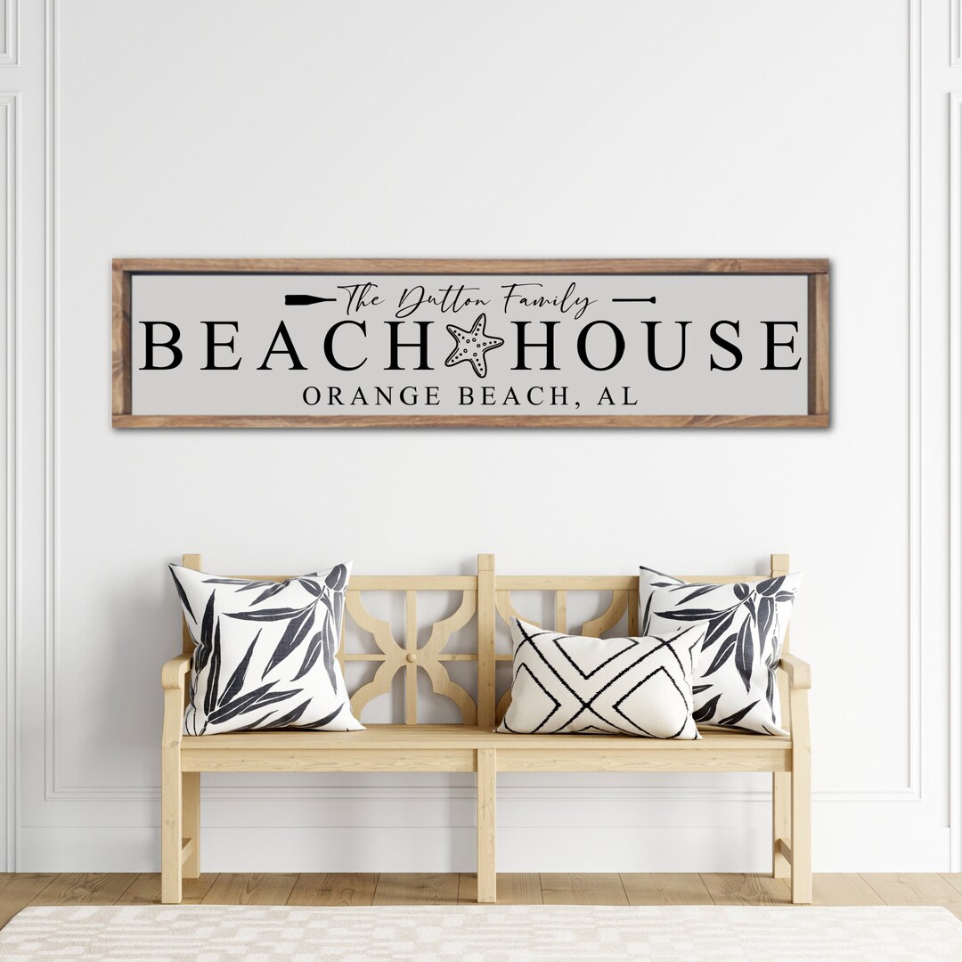 Personalized Beach House Wood Sign, Last Name Custom Beach House Sign ...