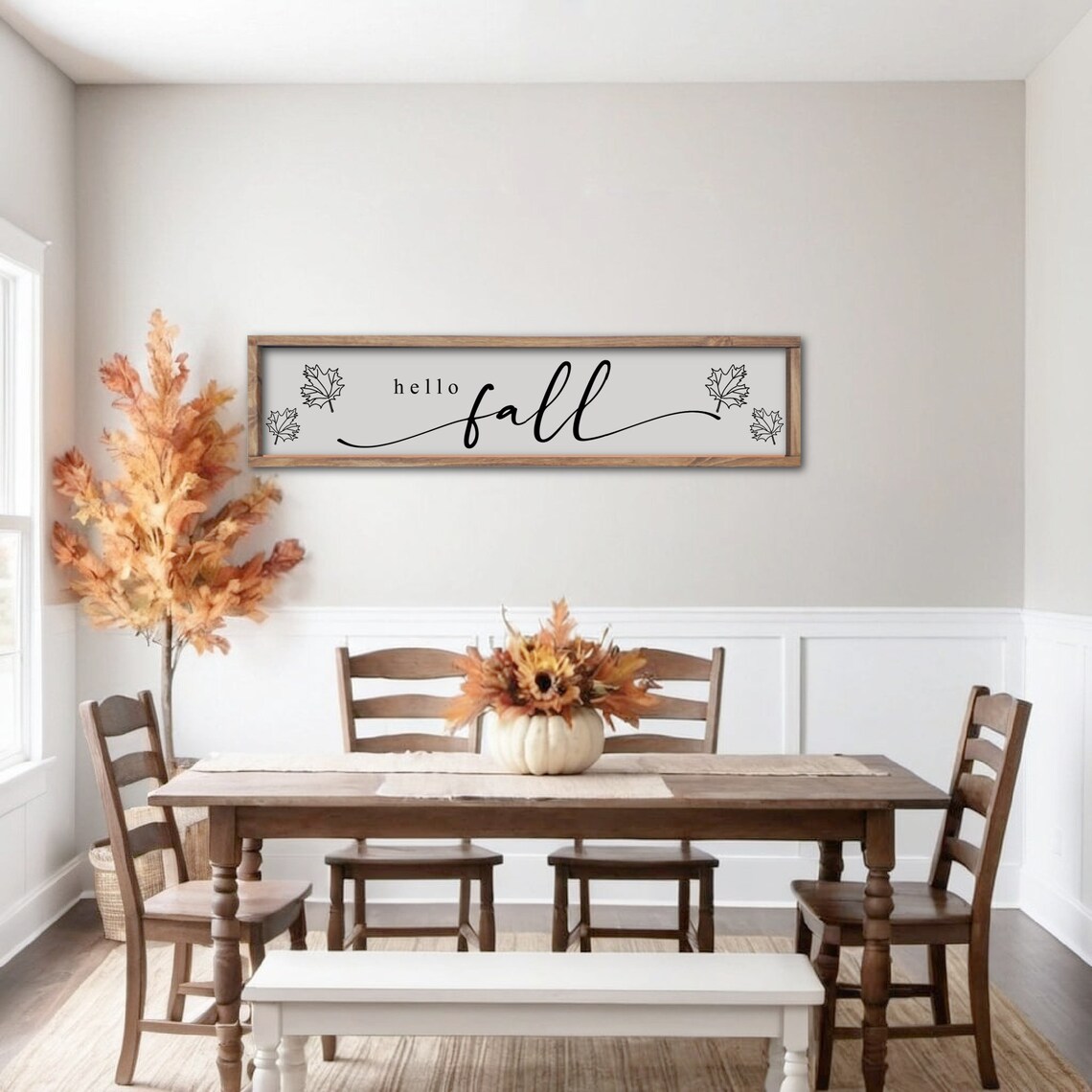 Hello Fall Wood Sign, Modern Farmhouse Fall Wall Decor, Fall Mantle ...