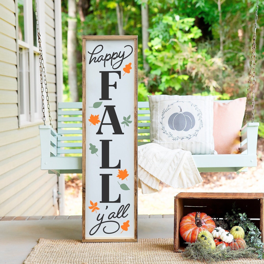 Happy Fall Yall Fall Porch Sign, Fall Wood Porch Leaner Sign, Farmhouse ...