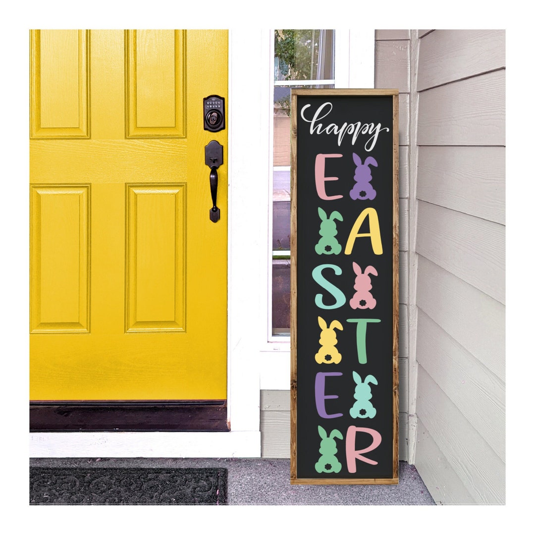 Happy Easter Welcome Porch Leaner Sign, Easter Front Porch Decor ...